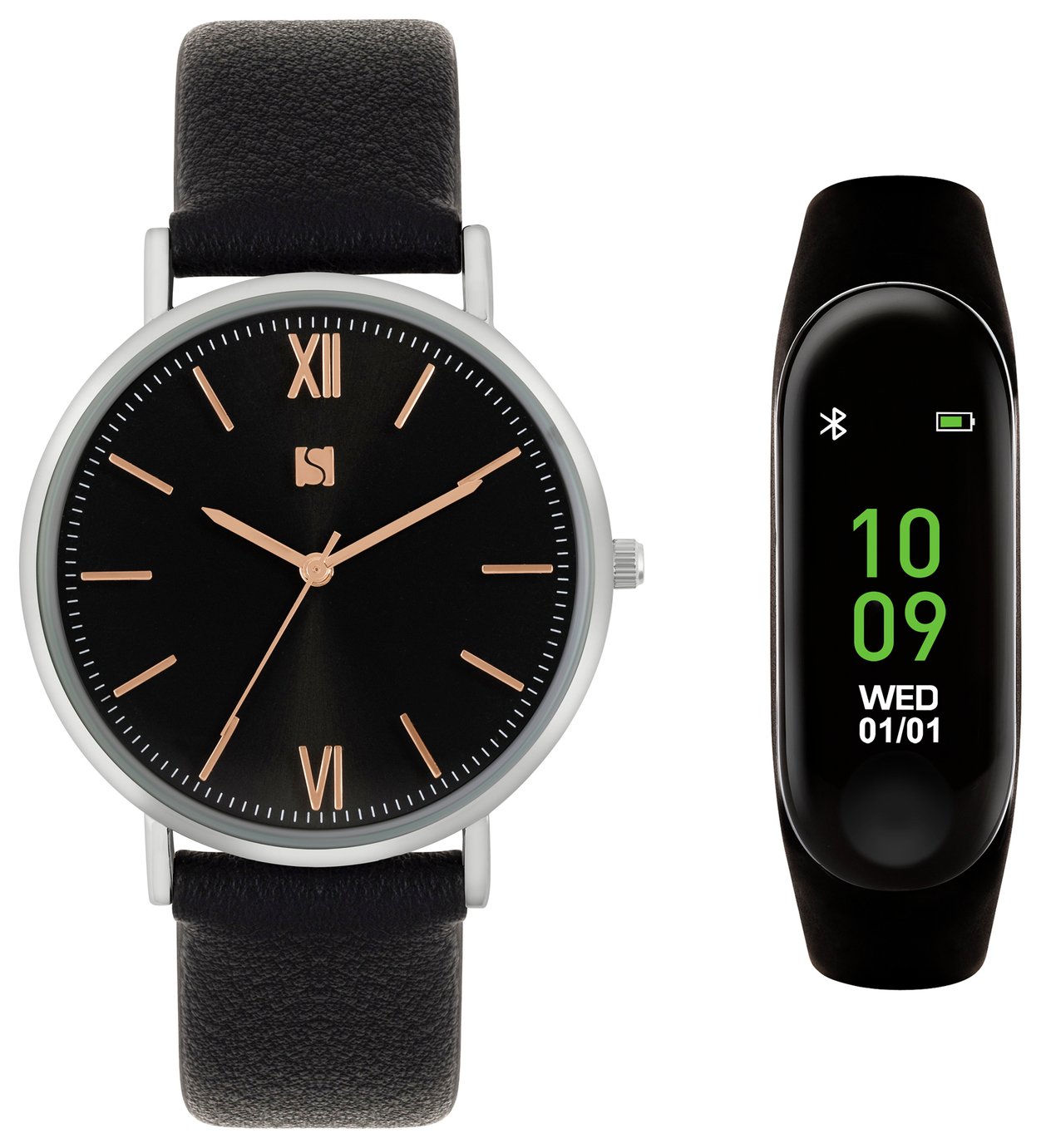 Spirit Men's Black Fitness Tracker/ Black Strap Watch Set review | 9.6 / 10