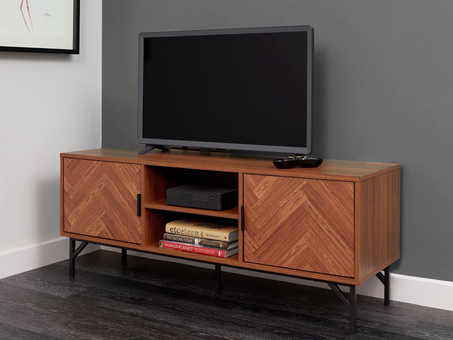 Lloyd Pascal Dark Chevron 2 Door TV Unit review | 8.9 / 10