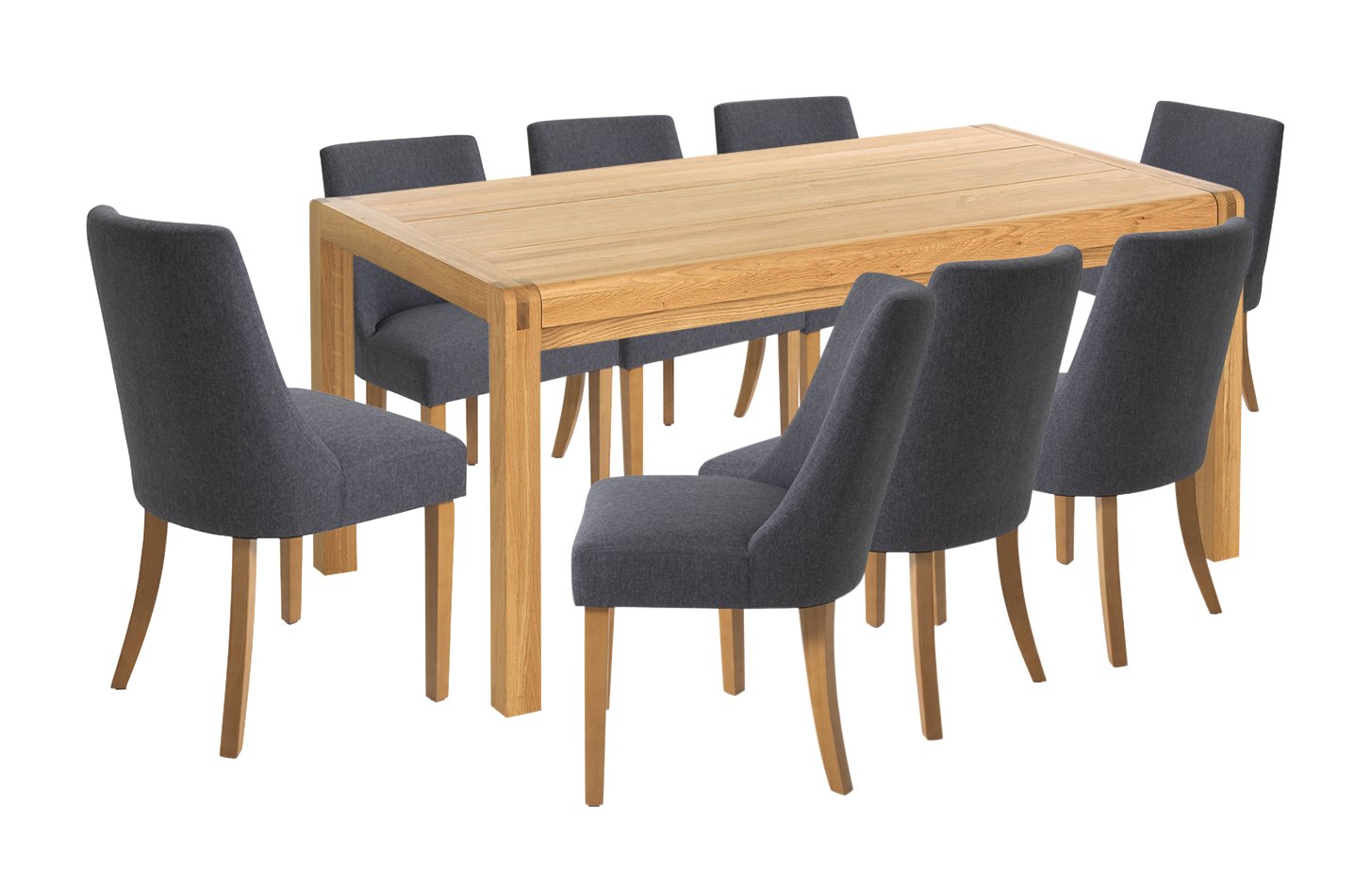 Habitat Radius Oak Dining Table & 8 Alec Dark Grey Chairs review | 8.6 / 10