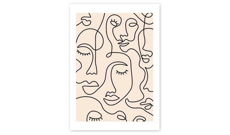 Buy East End Prints Single Line Faces Unframed Wall Print - A3 | Wall art and prints | Argos