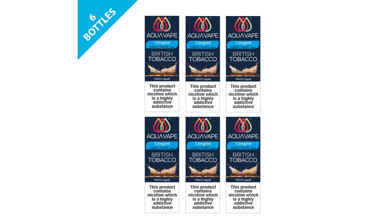 Buy Aqua Vape British Tobacco 12mg 6 Pack | E-liquid, vape juice and ...
