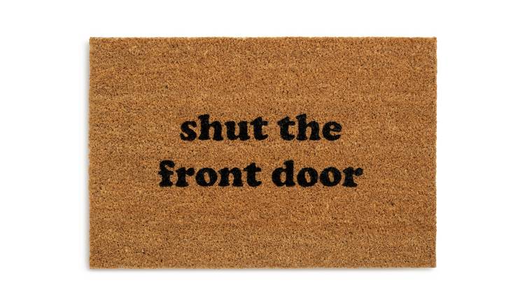 Buy Habitat Shut The Front Door Coir Doormat - Natural and Black | Door ...