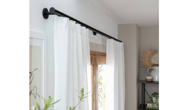 Black Curtain Rails Pillar 25mm X 3m Black Curtain Rod Bunnings New