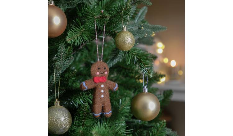 Buy Habitat Pack of 1 Felt Gingerbread Christmas Tree Decoration ...