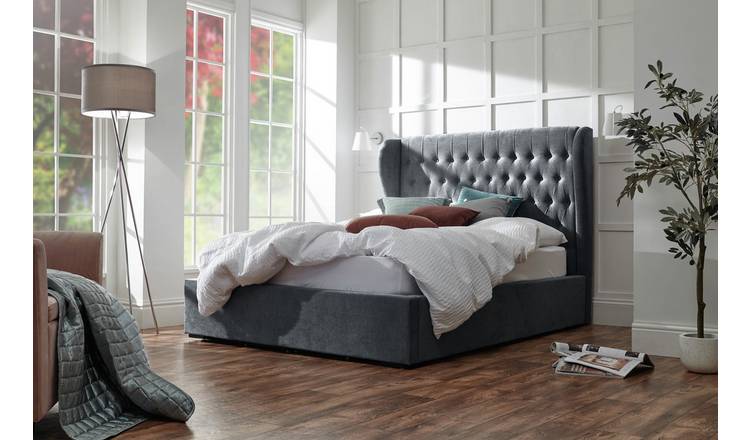 Buy GFW Dakota Kingsize Fabric End Lift Ottoman Bed - Pewter | Bed ...
