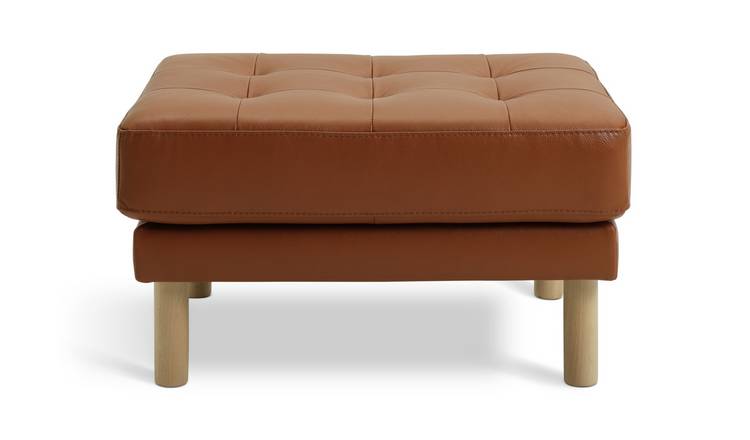 Buy Habitat Newell Leather Footstool - Tan | Footstools and pouffes ...