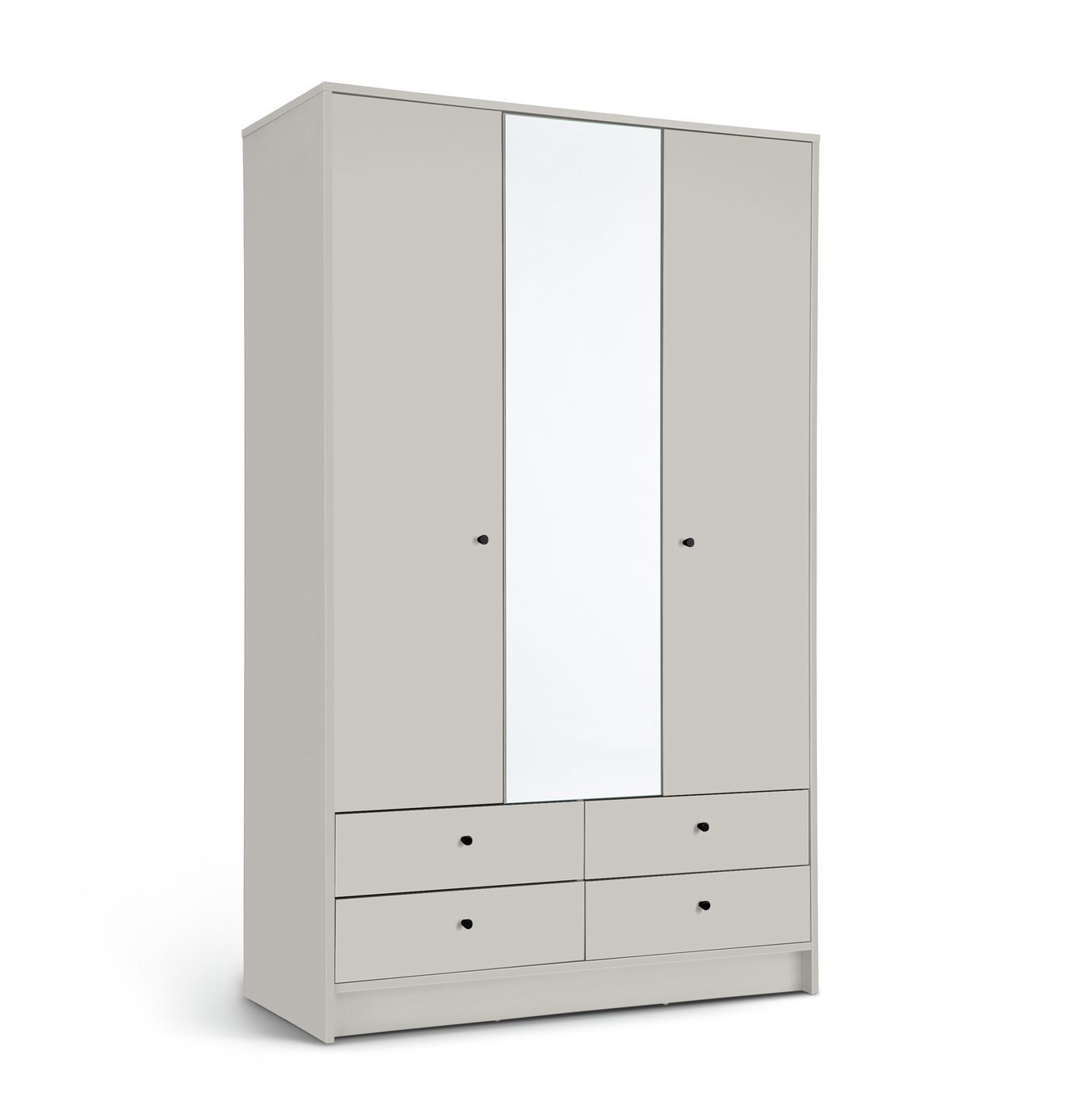 Argos Home Malibu 3 Door 4 Drawer Mirror Wardrobe- Soft Grey review | 8 ...
