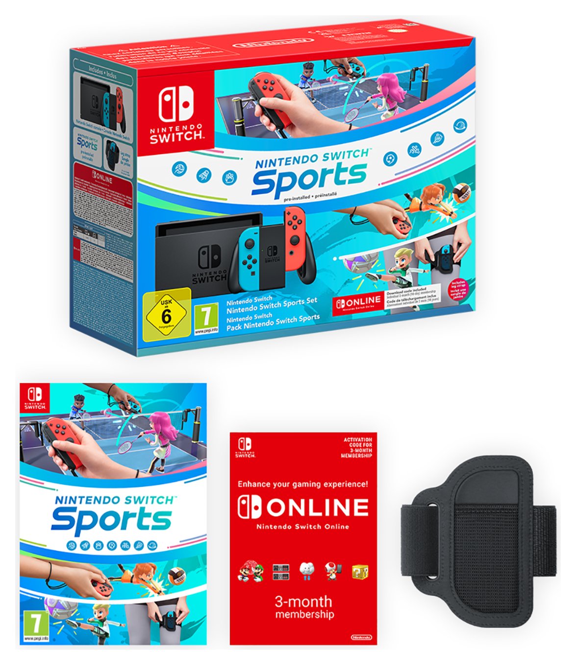 Nintendo Switch Neon Console + Switch Sports + Switch Online Membership ...