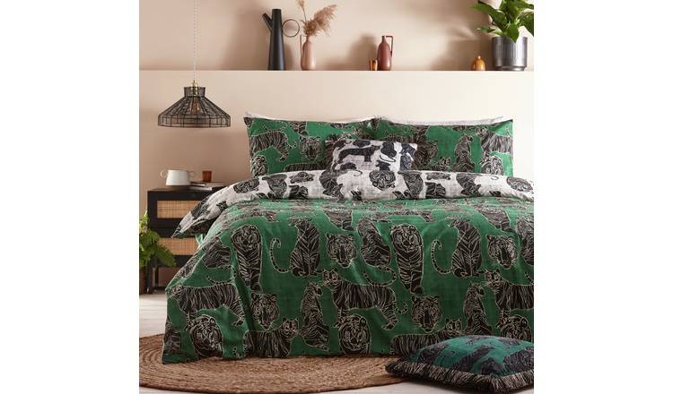Buy Furn Wildcat Green Bedding Set - King size | Duvet cover sets | Argos
