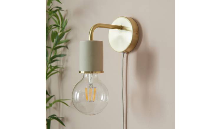 Buy Shore Light Jaida Metal Plug in Wall Light - Beige | Wall lights | Argos