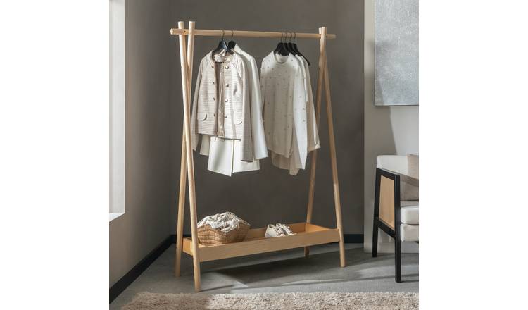 Buy Habitat Akari Wooden Clothes Rail - Wood | Clothes rails and canvas ...