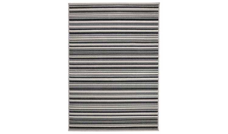Buy Homemaker Maestro Skinny Stripe Grey Cut Pile Rug -160x230cm | Rugs ...