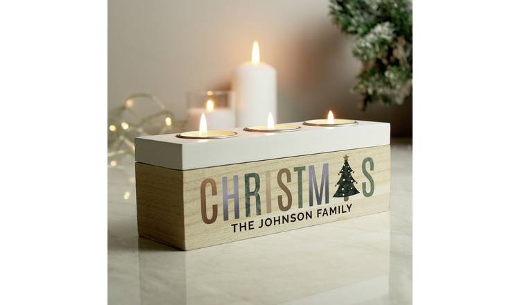 Buy Personalised Message Christmas Triple Tea Light Box | Personalised ...
