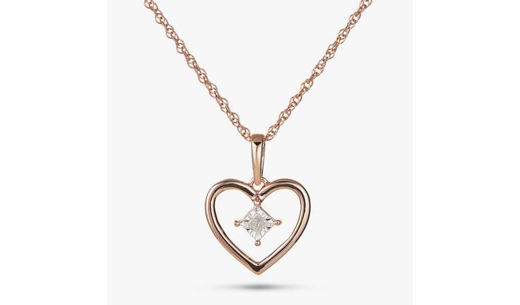 Buy Revere Sterling Silver Diamond Heart Pendant Necklace | Womens ...