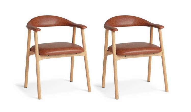 Buy Habitat Lex Pair of Faux Leather Dining Chair Tan Dining chairs Argos