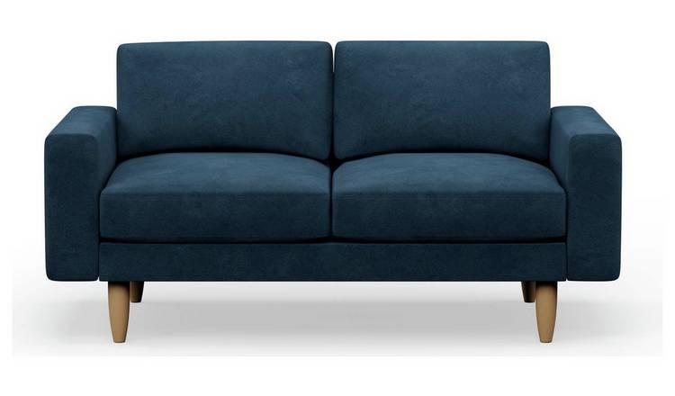 Buy Hutch Velvet Block Arm 2 Seater Sofa Ink Blue Sofas Argos