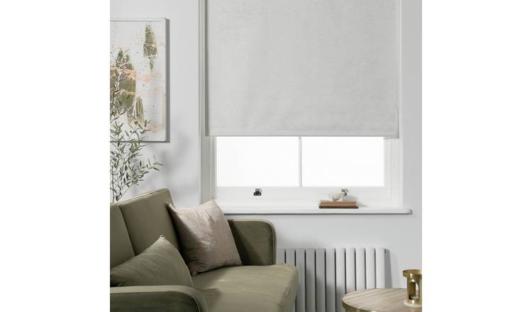 Buy Argos Home Crushed Velvet Blackout Roller Blind - White | Blinds ...