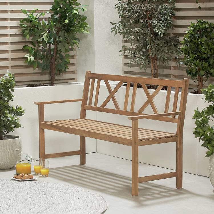 Buy Pacific Cambridge 3 Seater Wooden Garden Bench - Natural | Garden ...