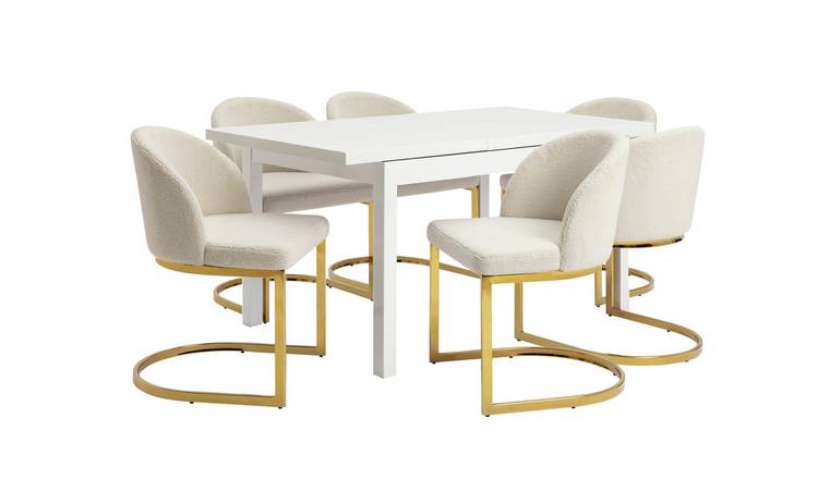 Buy Argos Home Lyssa Extending Dining Table & 6 White Chairs | Dining ...