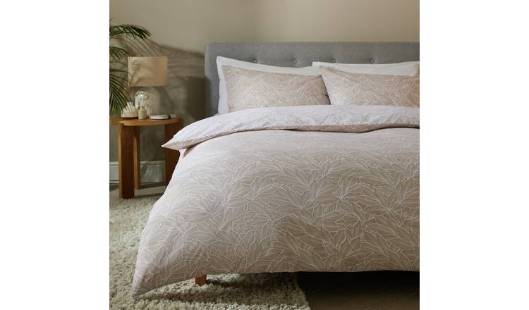 Buy Argos Home Leaf Print Natural Bedding Set - Double | Duvet cover ...