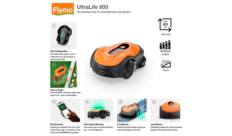 Buy Flymo UltraLife 800 Cordless Robotic Lawnmower - 18V | Lawnmowers ...