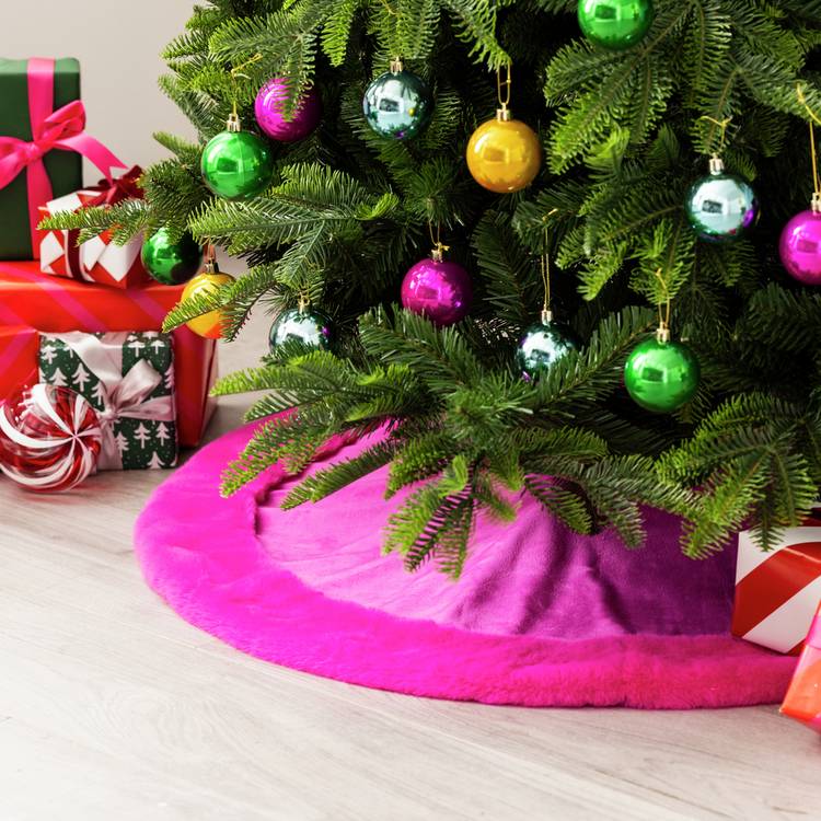 Buy Habitat Faux Fur Christmas Tree Skirt 90cm Christmas tree stands and skirts Habitat