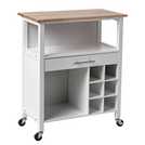 Buy Argos Home Wooden Kitchen Trolley with Wine Rack - White | Kitchen ...