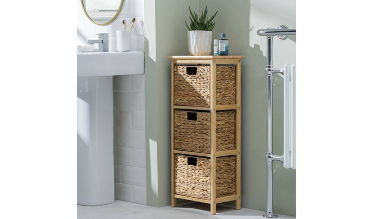 Buy Habitat Bamboo 3 Drawer Bathroom Storage Unit Natural Freestanding bathroom cabinets Habitat