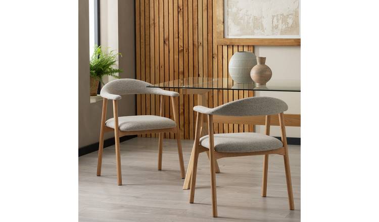 Buy Habitat Lex Pair of Fabric Dining Chairs Natural Dining chairs and benches Habitat