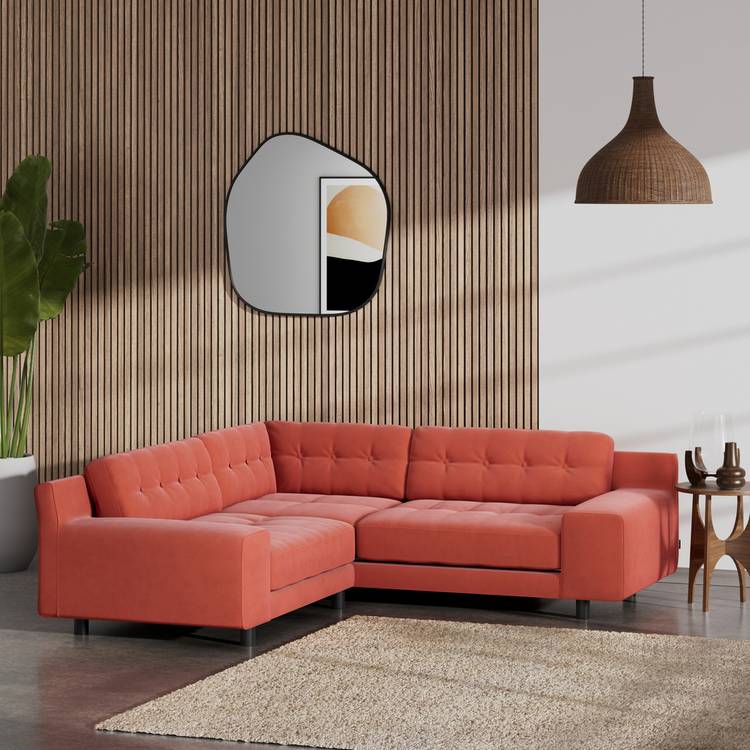 Buy Habitat Hendricks Reversible Corner Sofa - Papaya- Black Leg ...