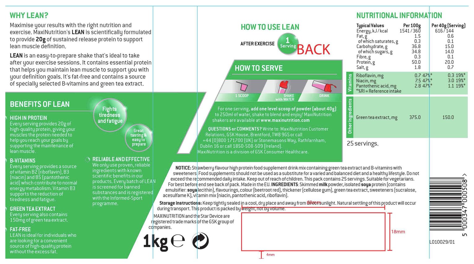 MaxiNutrition Lean 1KG ‚Äì Strawberry. Reviews