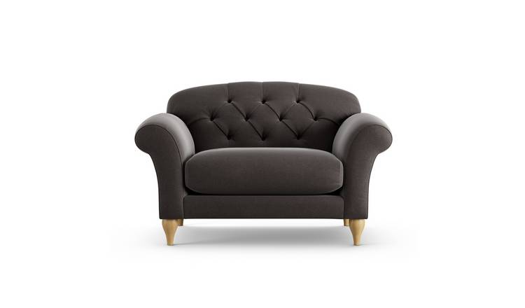 Buy Habitat Brooker Velvet Cuddle Chair - Grey - Ash Leg | Armchairs ...