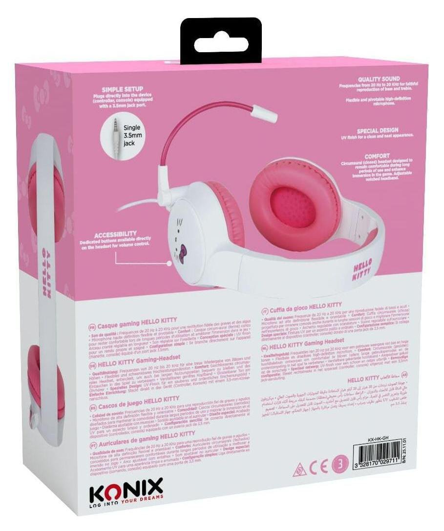Konix Wired Gaming Headset PC, PS5, Switch, Xbox Hello Kitty