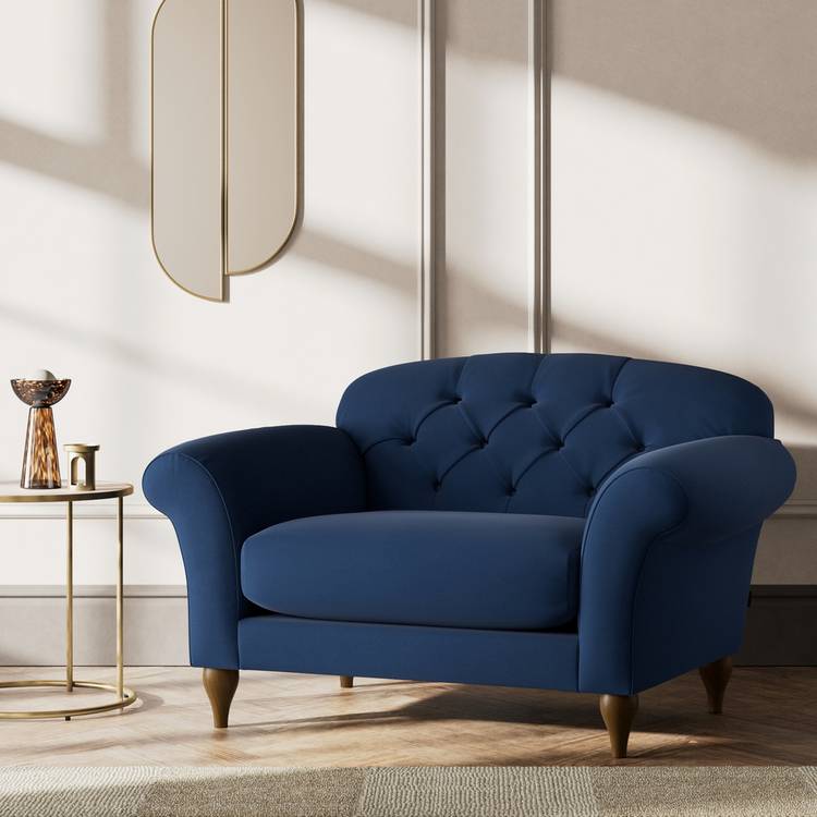 Buy Habitat Brooker Fabric Cuddle Chair - Navy - Dark Leg | Armchairs ...