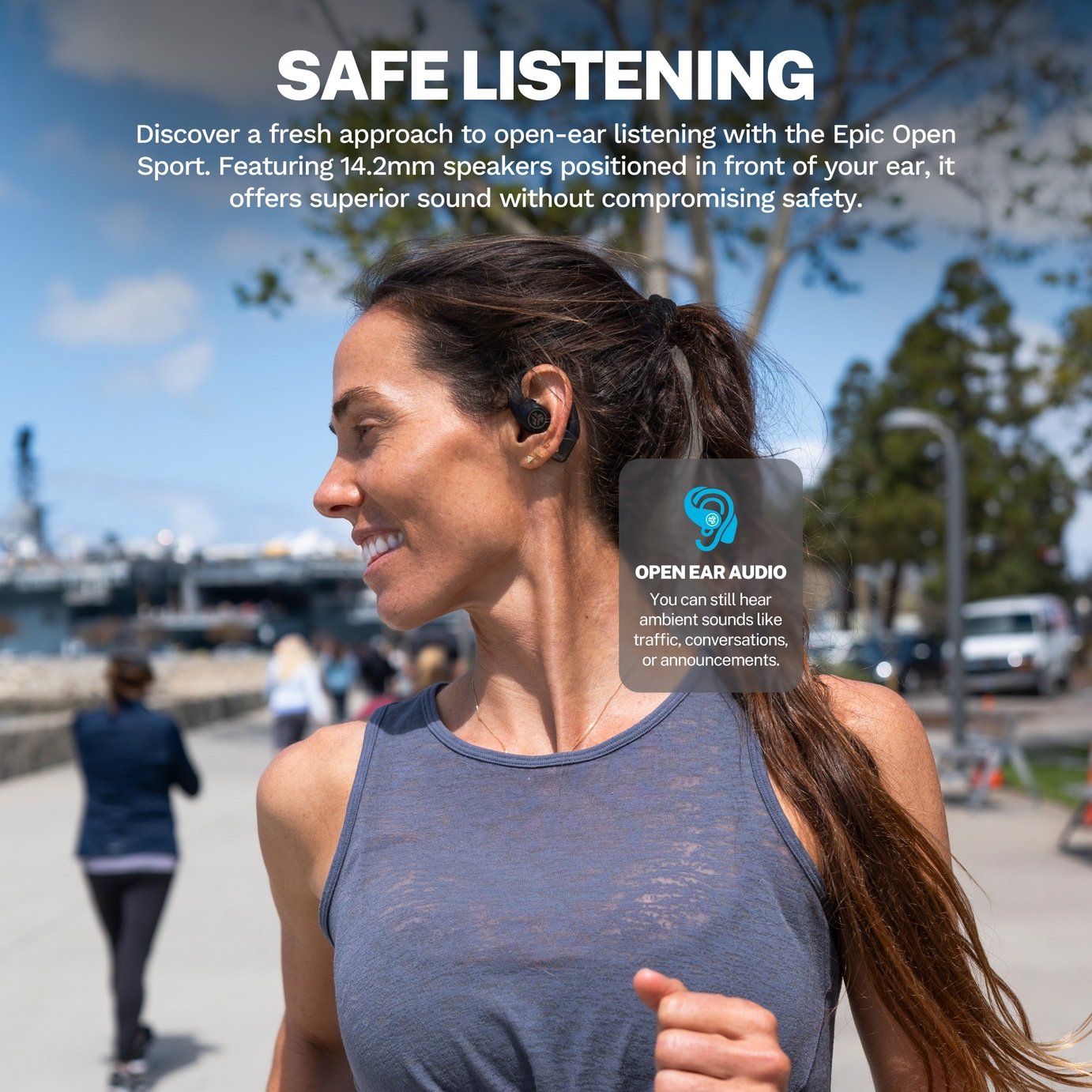 JLab Epic Open Sport In-Ear True Wireless Earbuds – Black