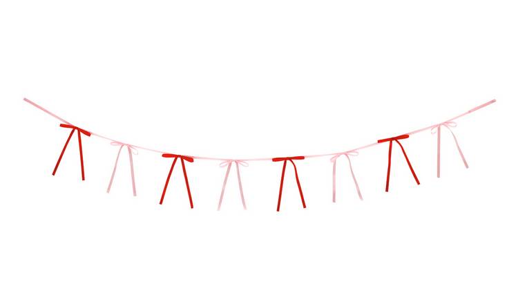 Buy Argos Home Pink and Red Ribbon Bow Garland | Party decorations and ...