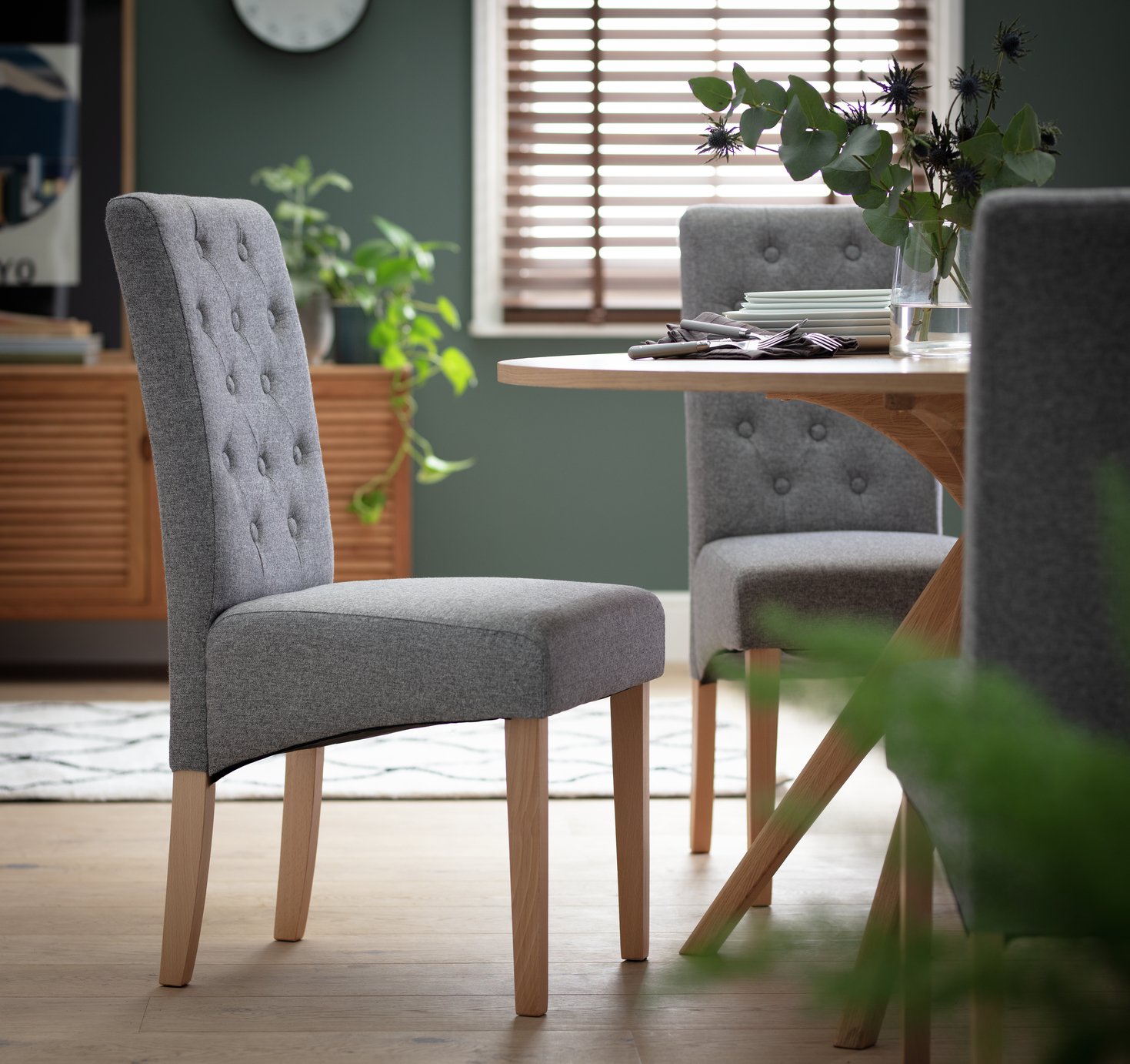 Argos Home Pair of Tweed Button Back Skirted Chairs Reviews - Updated ...