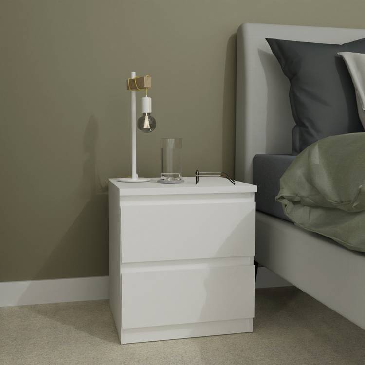 Buy Habitat Jenson 2 Drawer Bedside Table White Gloss Bedside tables Habitat