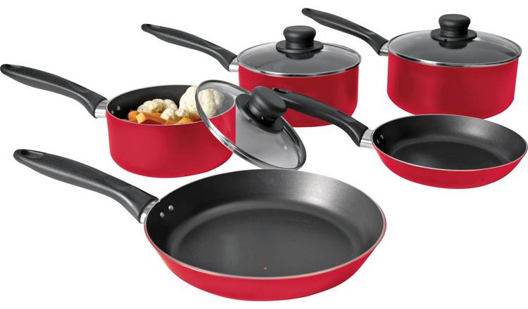 Buy Argos Home 5 Piece Aluminium Pan Set - Red | Pan sets | Argos