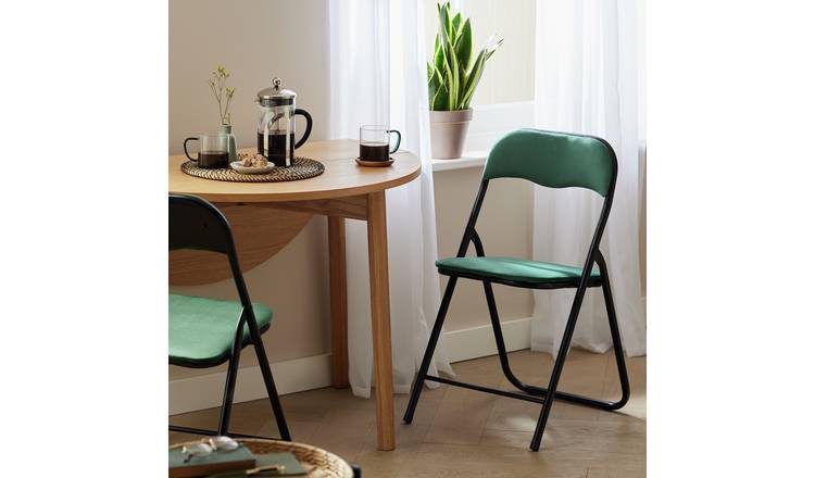 Buy Argos Home Nyla Velvet Folding Dining Chair - Green | Dining chairs ...