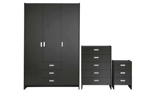 3 Piece Black Wardrobe Set Argos Home Capella Guyana Ubuy