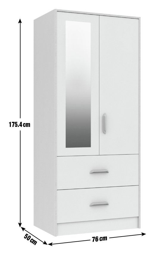 Buy Ashdown 2 Door 2 Drawer Mirror Wardrobe - White | Wardrobes | Argos