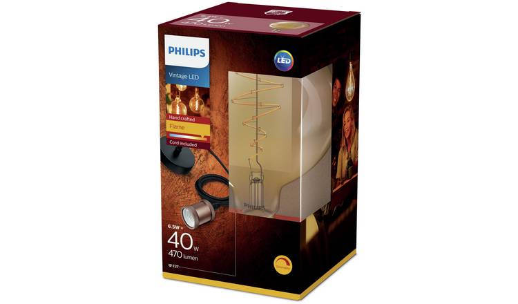 Buy Philips LED Filament E27 6.5W (40W) Dim Giant Bulb + Cord | Light ...