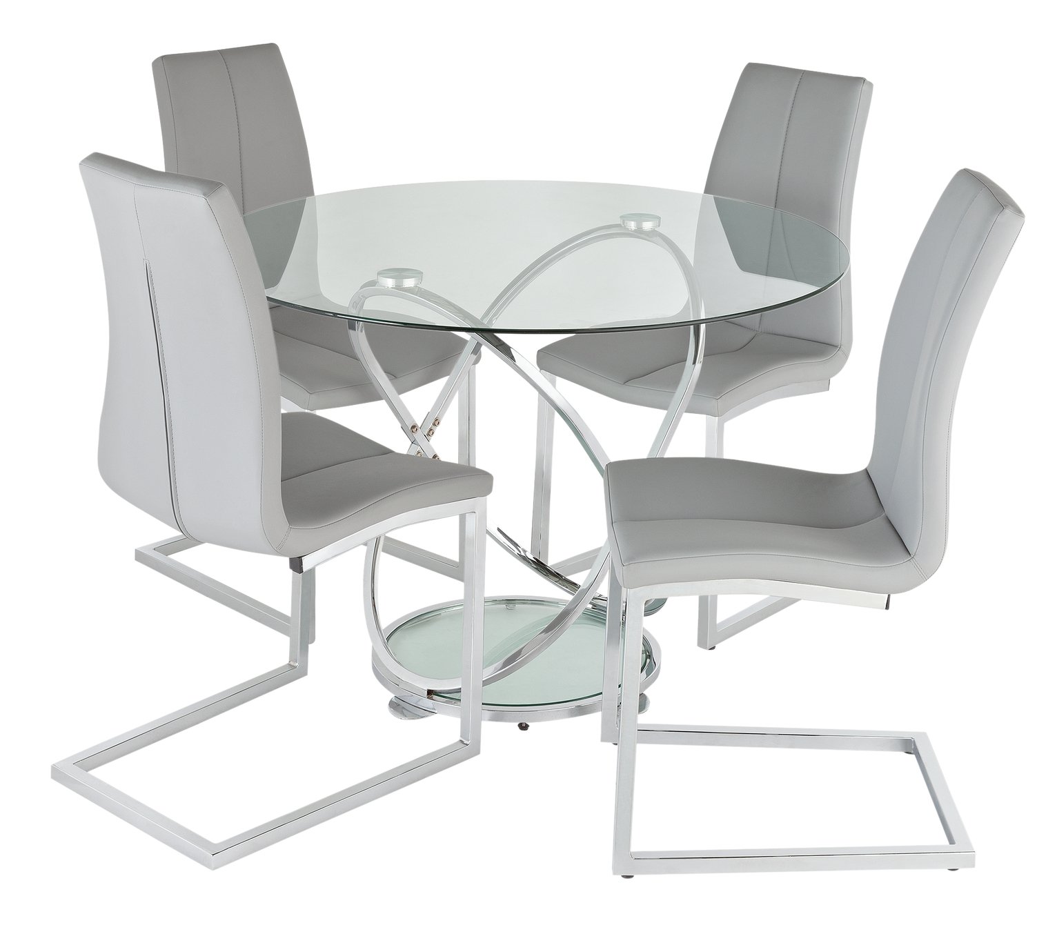 Argos Home Atom Glass Dining Table 4 Milo Chairs Grey 9071690 Argos Price Tracker pricehistory