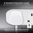 Buy Masterplug 6 Socket Extension Lead - 2m | Extension leads and cable ...