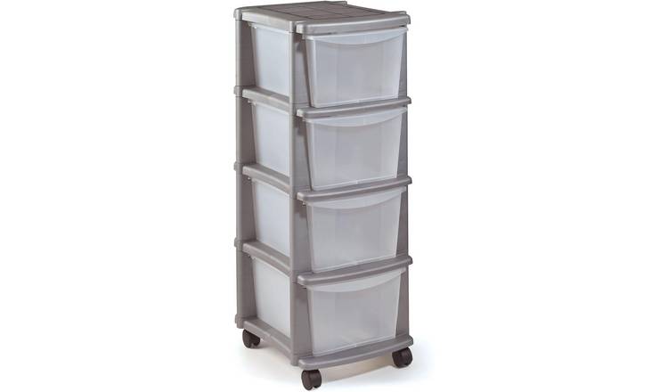 Buy Argos Home 4 Drawer Silver Plastic Tower Storage Unit Plastic