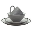 Buy Argos Home 16 Piece Ribbed Stoneware Dinner Set - Grey | Dinnerware ...