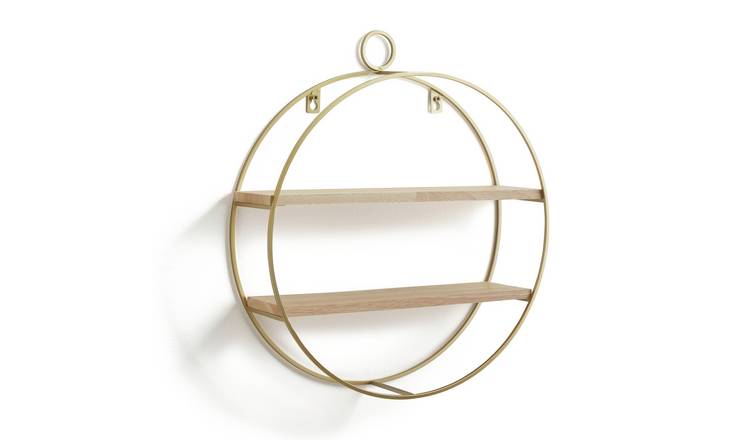 Buy Argos Home Round Shelving Unit - Gold | Wall mounted and floating ...