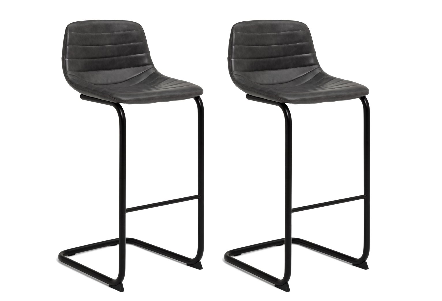 Habitat Logan Pair of Faux Leather Cantilever Bar Stool-Grey review | 9 ...