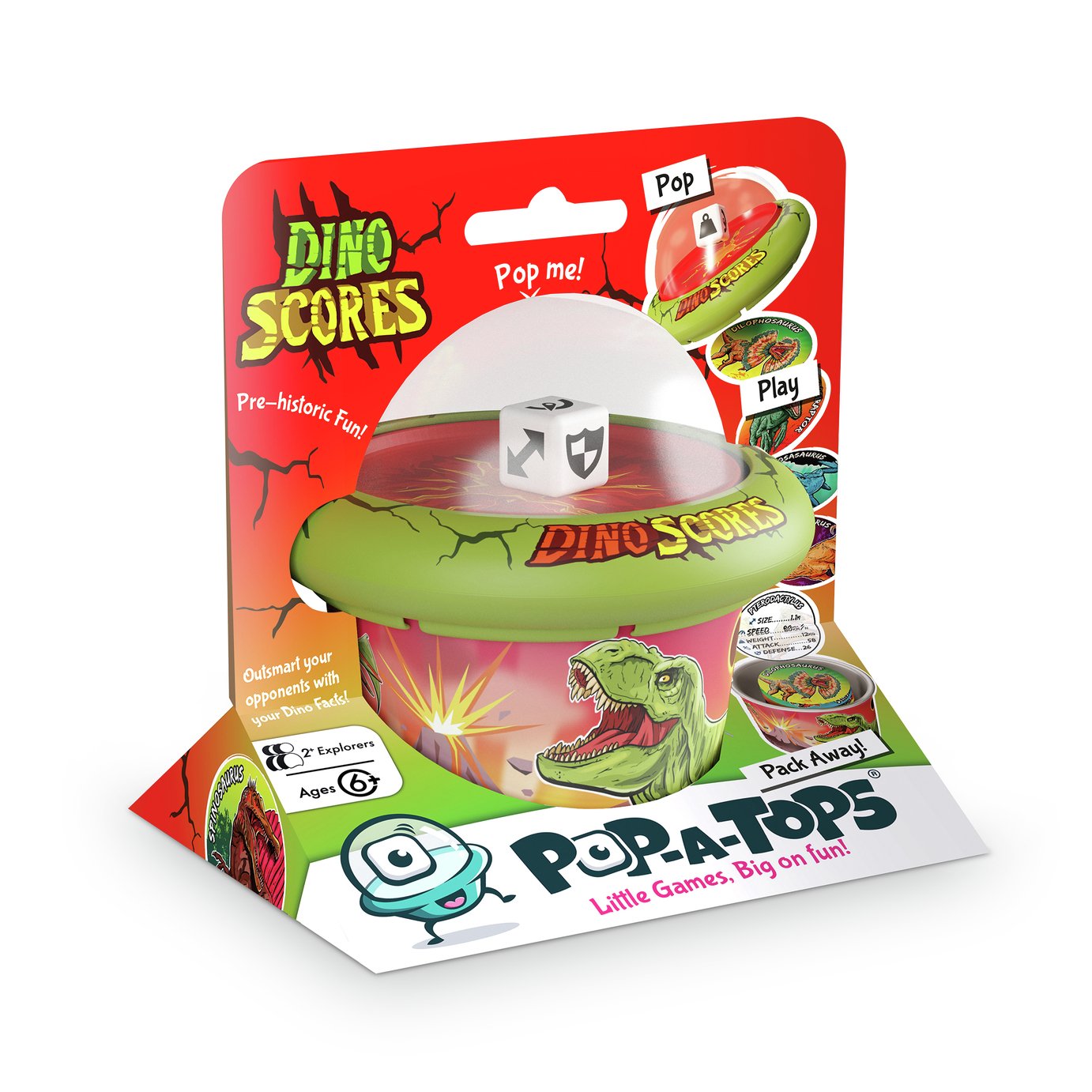 Pop A Tops Dino Scores Family Travel Game review | 9.3 / 10